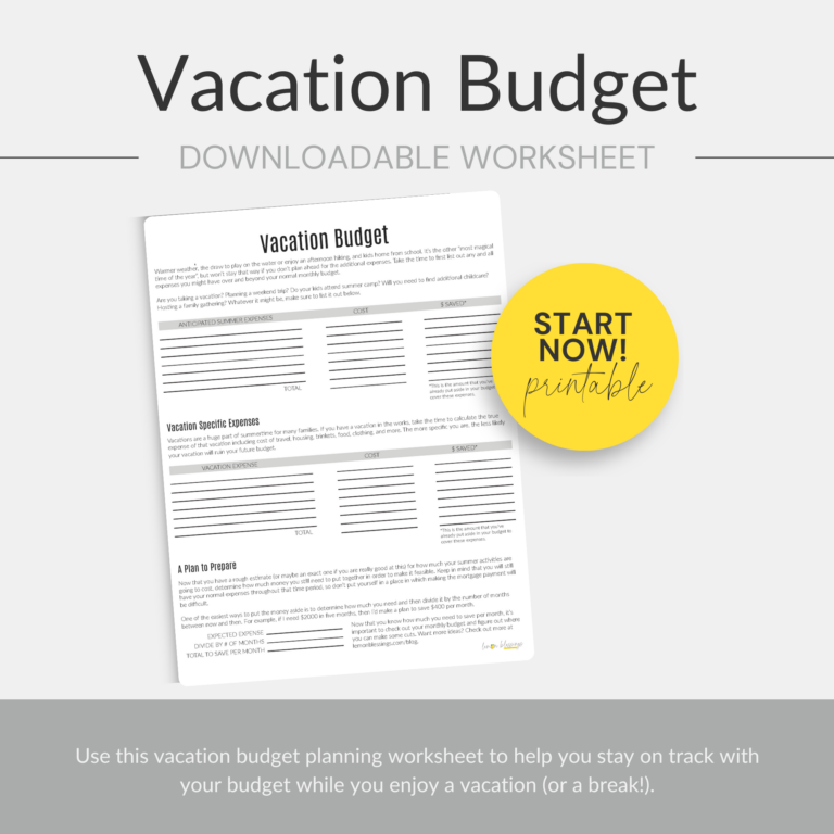 Vacation Budget Planning Worksheet (PDF Download) - Lemon Blessings